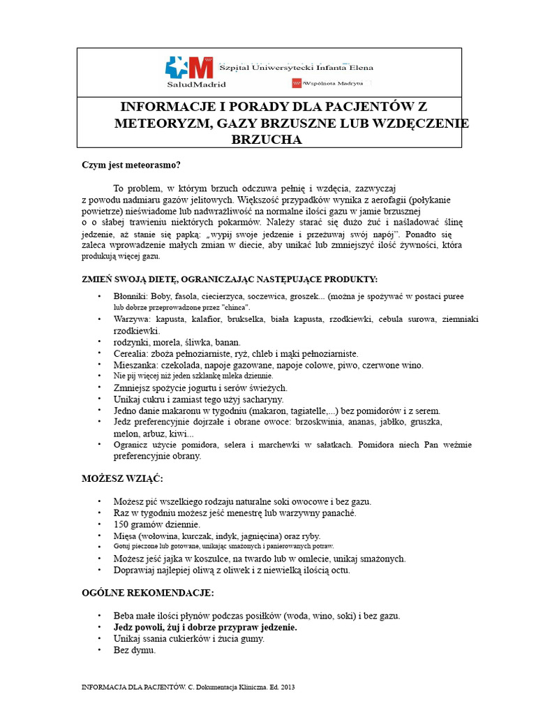 CGD - Dieta Na Meteorizm, Gazy, Wzdęcia. | PDF
