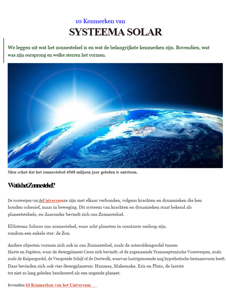 10 Kenmerken Van Het Zonnestelsel | PDF