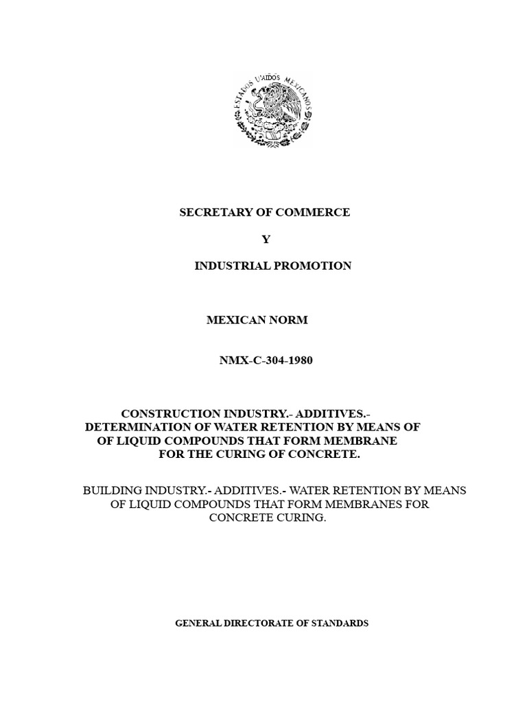 Nmx-c-304-Onncce-1980 Additives - Water Retention by Means of Liquid ...
