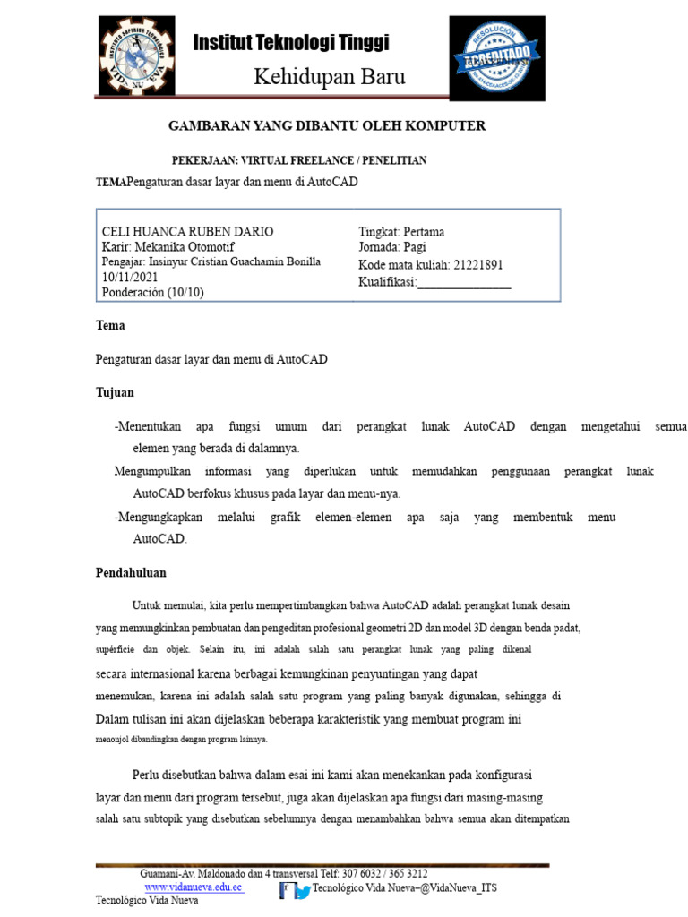 Pengaturan Dasar Layar Dan Menu Di AutoCAD | PDF