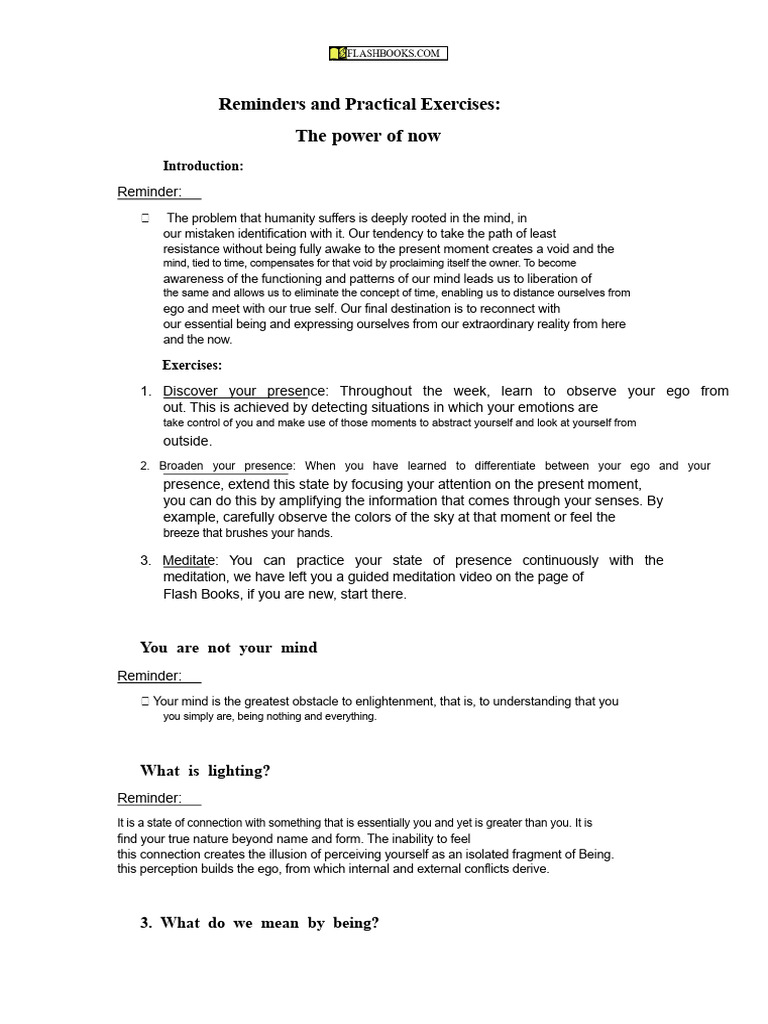Mastering Presence: Exercises for Awareness | PDF | Mind | Thought