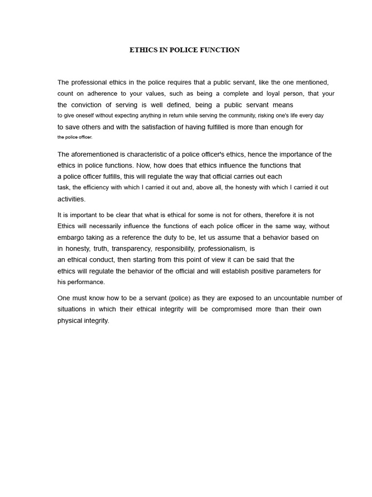 Police Ethics and Professional Conduct | PDF | Integrity | Police