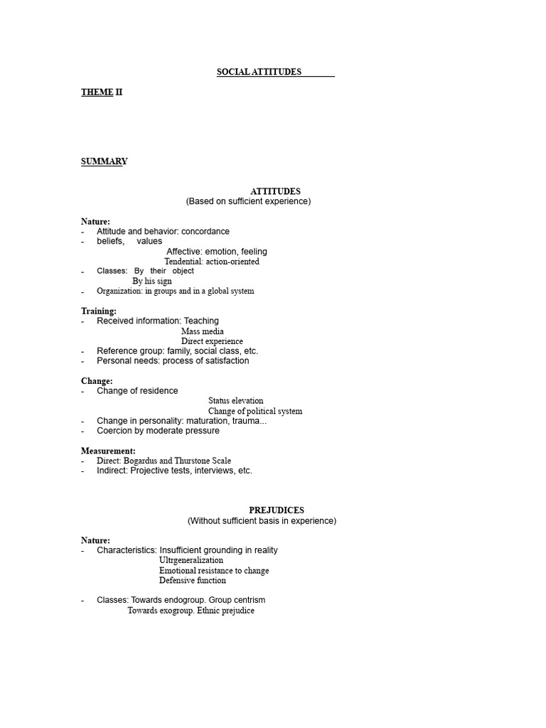 Understanding Social Attitudes and Prejudices | PDF | Attitude ...