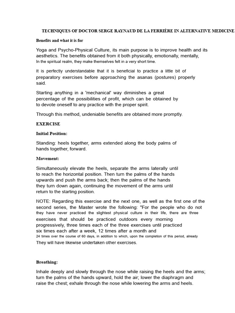 Techniques of Doctor Ferrière in Alternative Medicine | PDF | Breathing ...