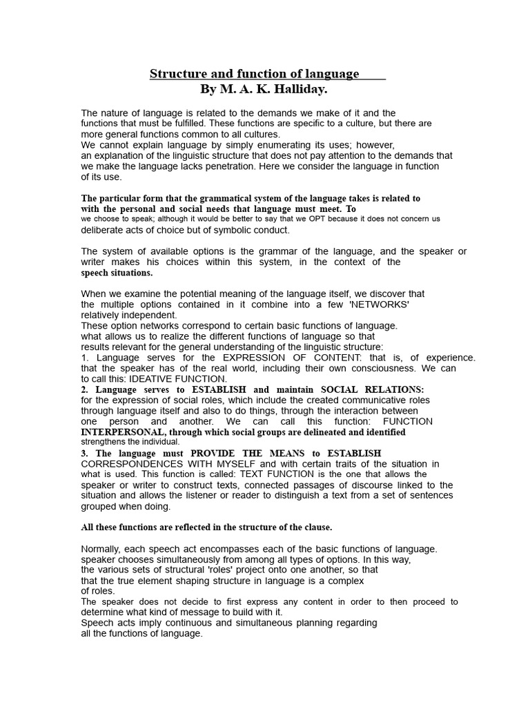 Functions and Structure of Language | PDF | Semantics | Linguistics