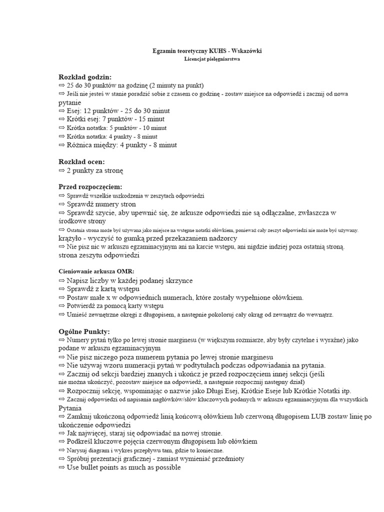 Wytyczne Dotyczące Egzaminu KUHS | PDF