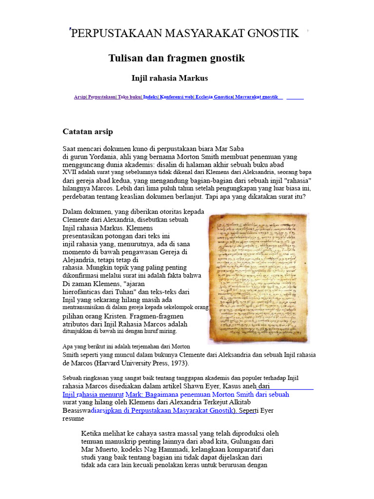 Injil Rahasia Markus | PDF