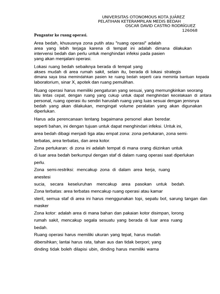 Pengantar Ke Ruang Operasi. | PDF