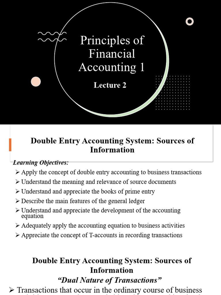 Principles of Financial Accounting 1 - Lecture 2 | PDF | Debits And ...