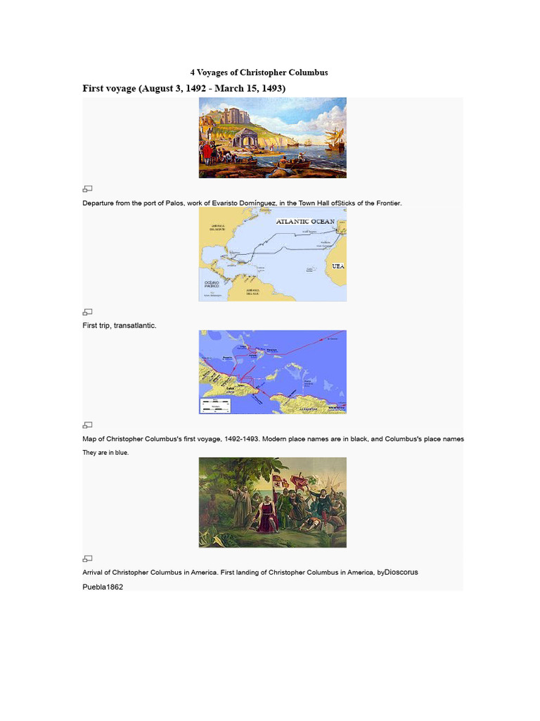 Columbus's First Voyage Overview | PDF | Voyages Of Christopher ...