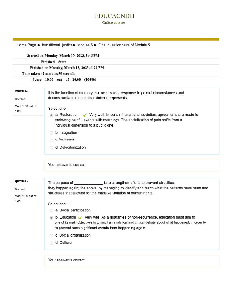 Final Questionnaire on Transitional Justice | PDF | Transitional ...