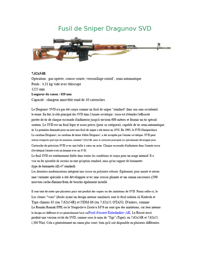 Fusil de Précision Dragunov SVD | PDF | Fusil | Tireur d'élite