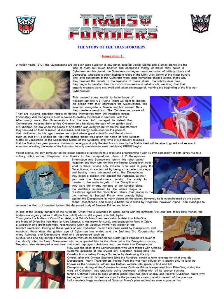 G1 Transformers: Rise of the Autobots | PDF | Transformers (Franchise ...