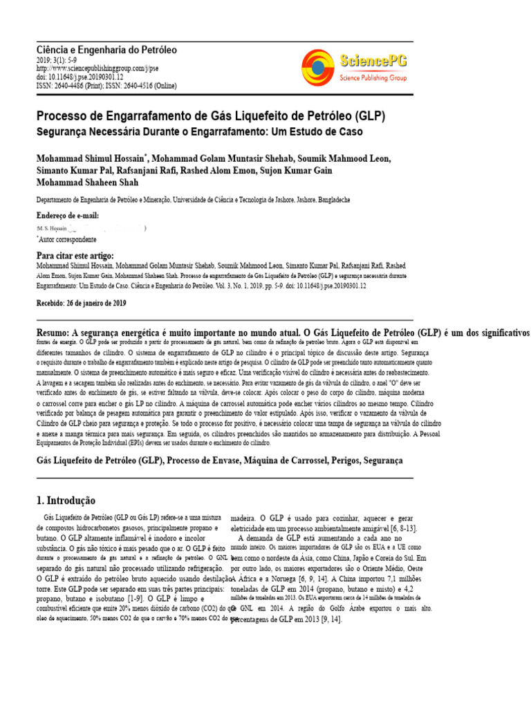 Processo de Envasamento de Gás Liquefeito de Petróleo (GLP) PDF | PDF ...