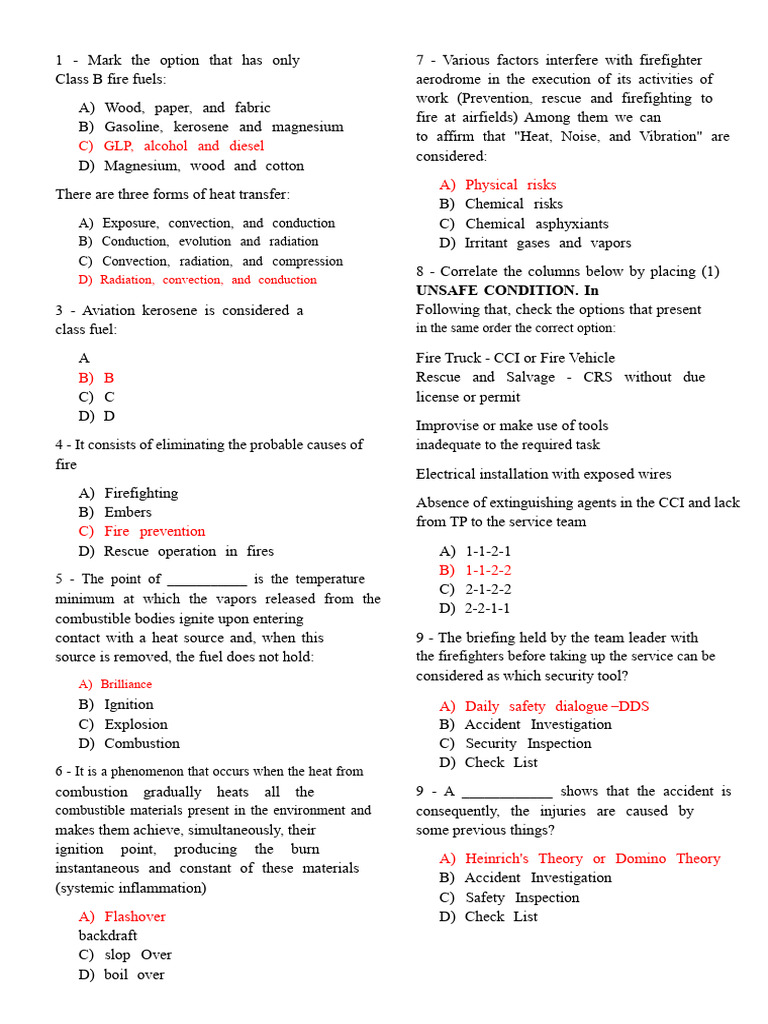 Test With Answers PDF | PDF | Firefighter | Combustion