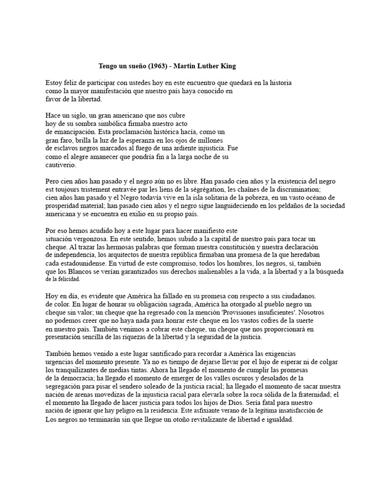 Tengo Un Sueño - Martin Luther King | PDF