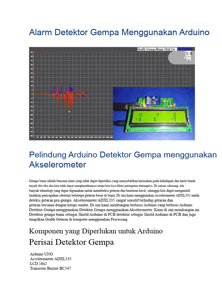 Alarm Detektor Gempa Menggunakan Arduino | PDF
