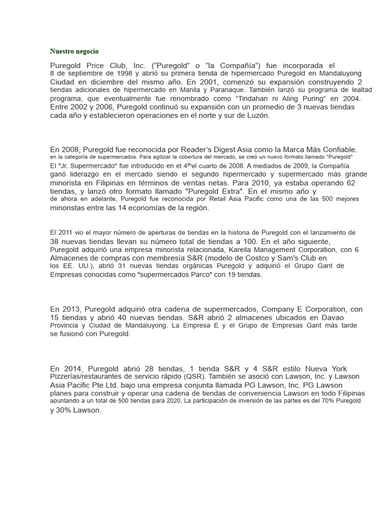 Compañía Puregold | PDF | Al por menor | Supermercado