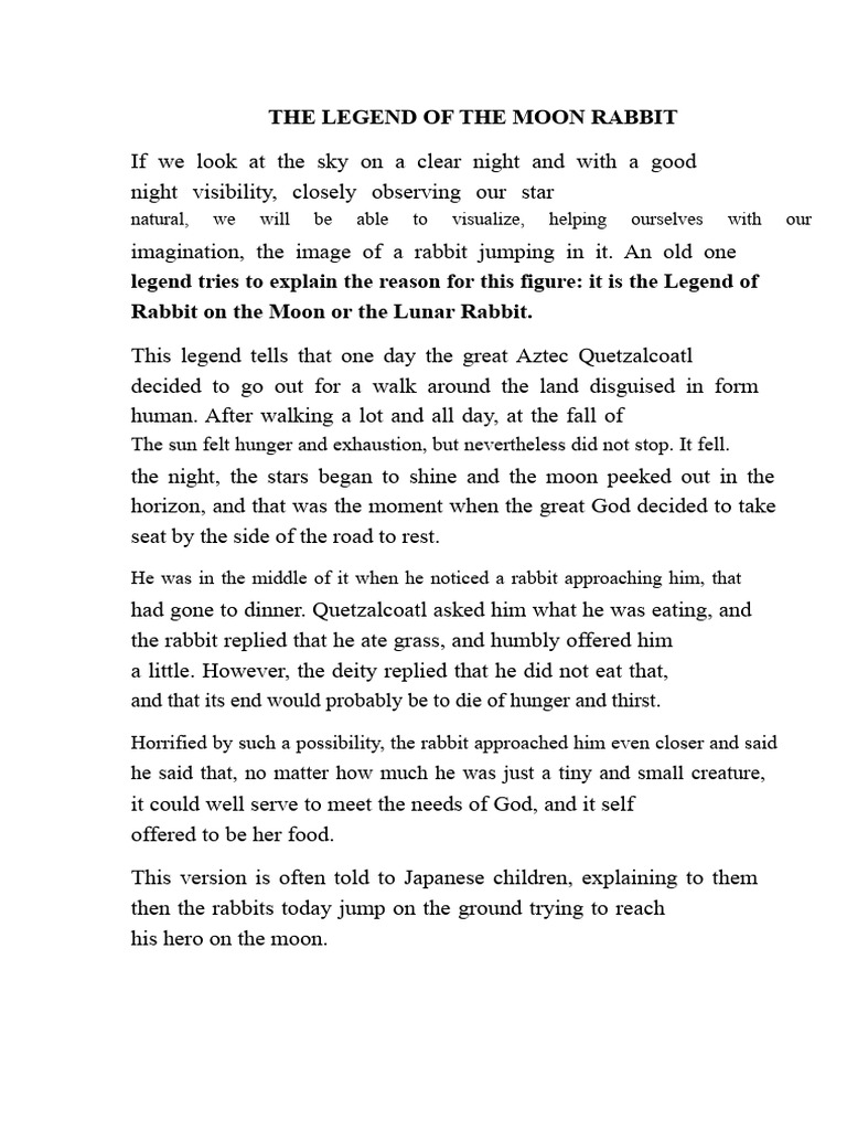 The Legend of The Moon Rabbit | PDF
