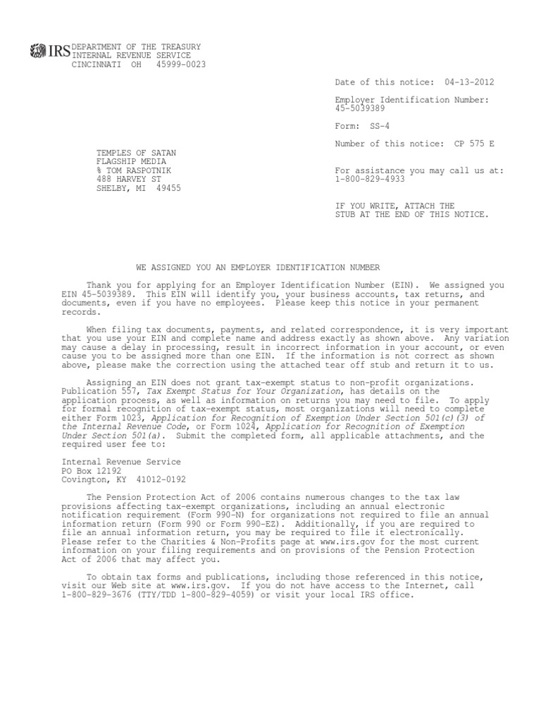 CP575Notice_1334328107239 | Internal Revenue Service | Irs Tax Forms