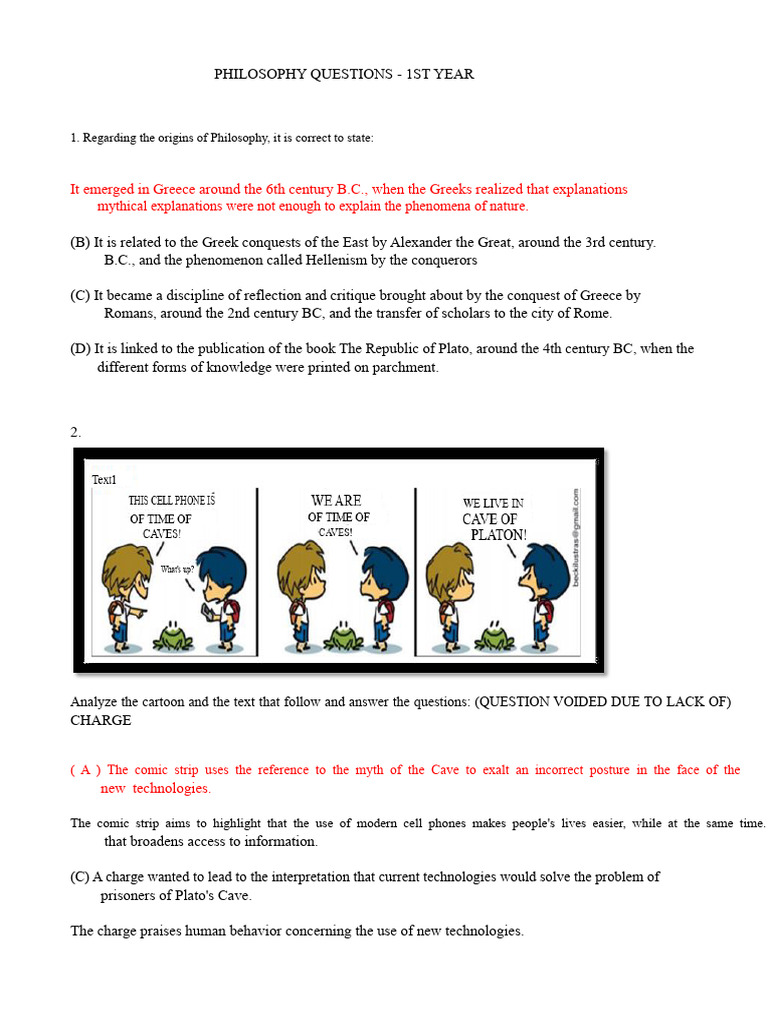 Philosophy - 1st Year - Morning - Rosana - Revised Answer Key | PDF ...