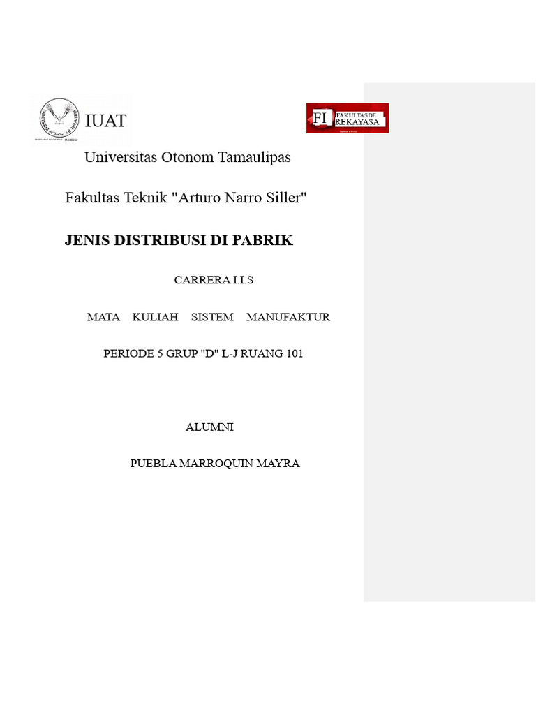Esai Jenis Distribusi Pabrik | PDF
