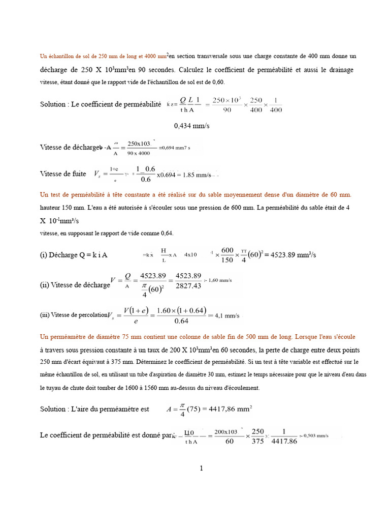 Perméabilité - Problème Simple | PDF | Mécanique des milieux continus ...