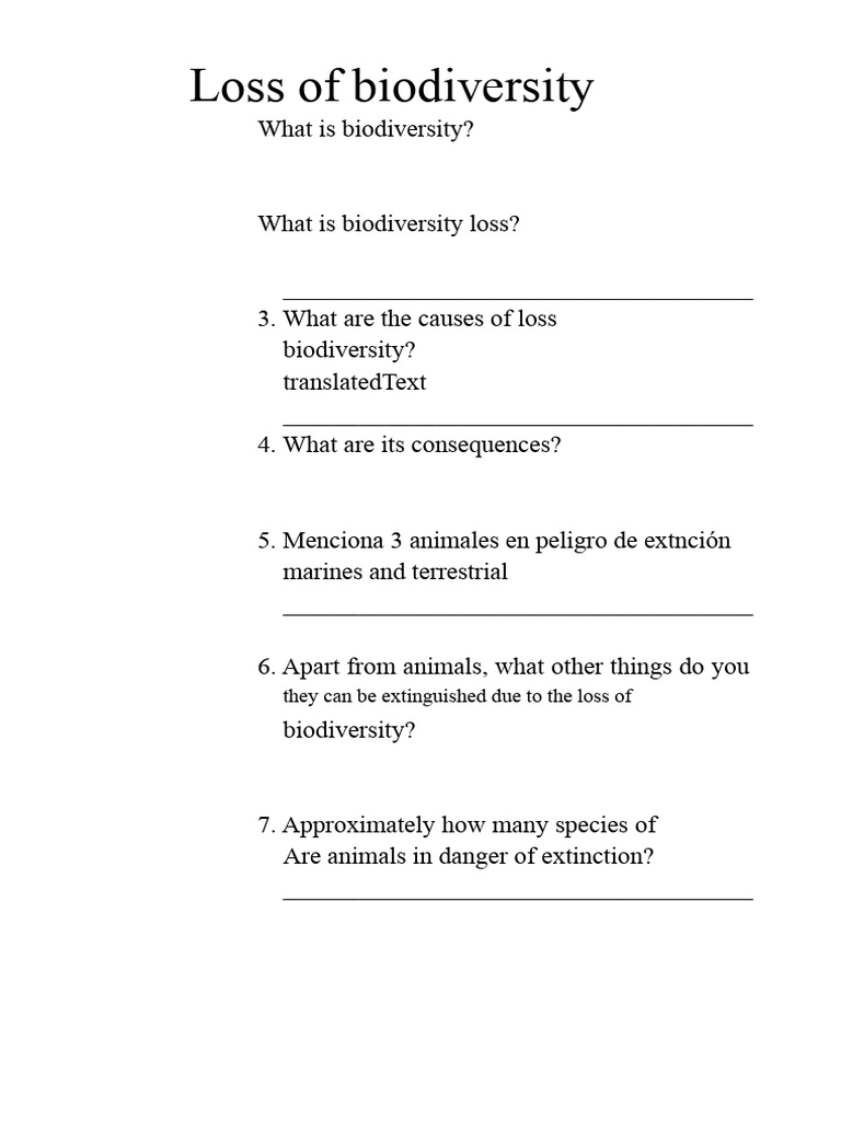 Understanding Biodiversity Loss | PDF