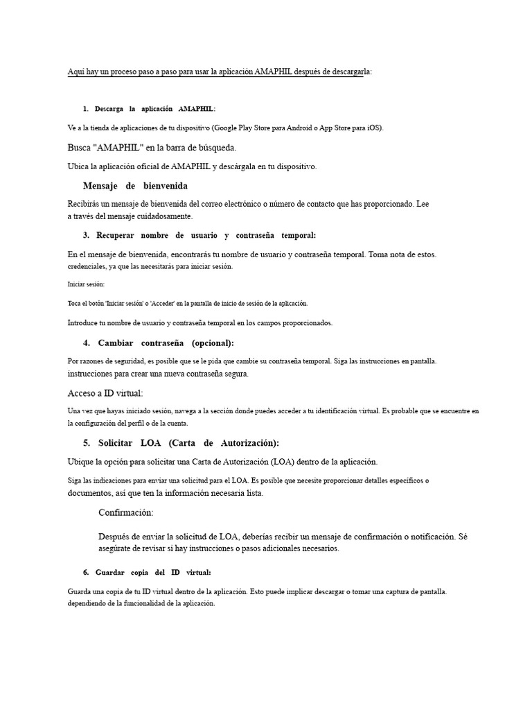 Guía para usar la app AMAPHIL | PDF