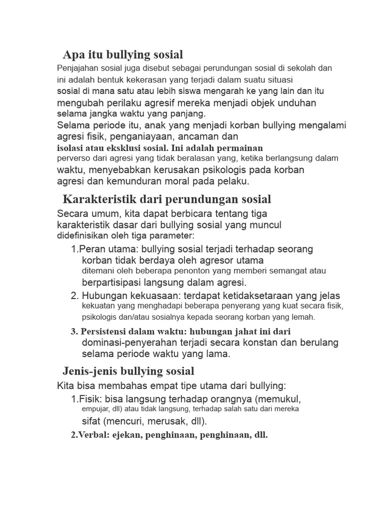 Pengertian Bullying Sosial di Sekolah | PDF