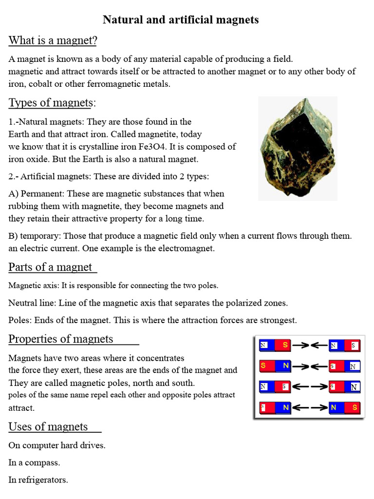Natural and Artificial Magnets | PDF