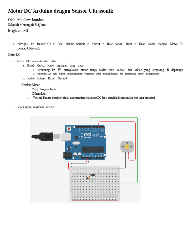 Motor DC dan Sensor Ultrasonik Arduino | PDF