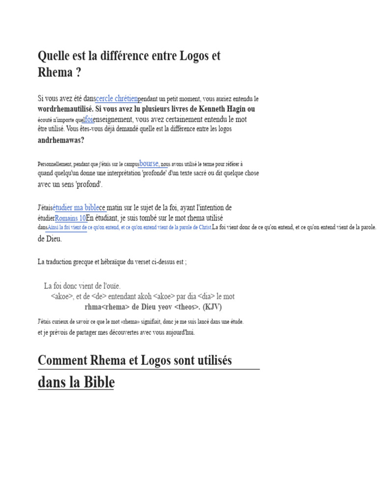 Différences entre Logos et Rhema | PDF | Logos | Discours
