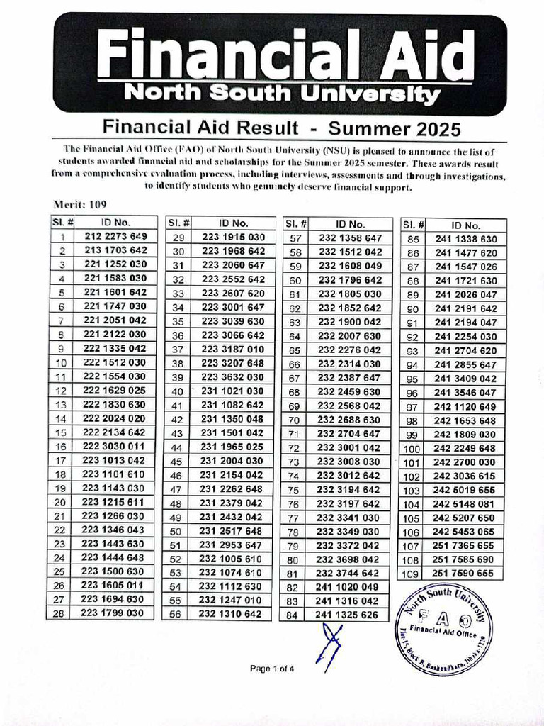 Finaid Result 252 | PDF