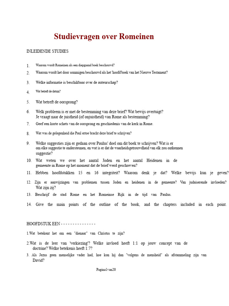 Studievragen Over Romeinen | PDF