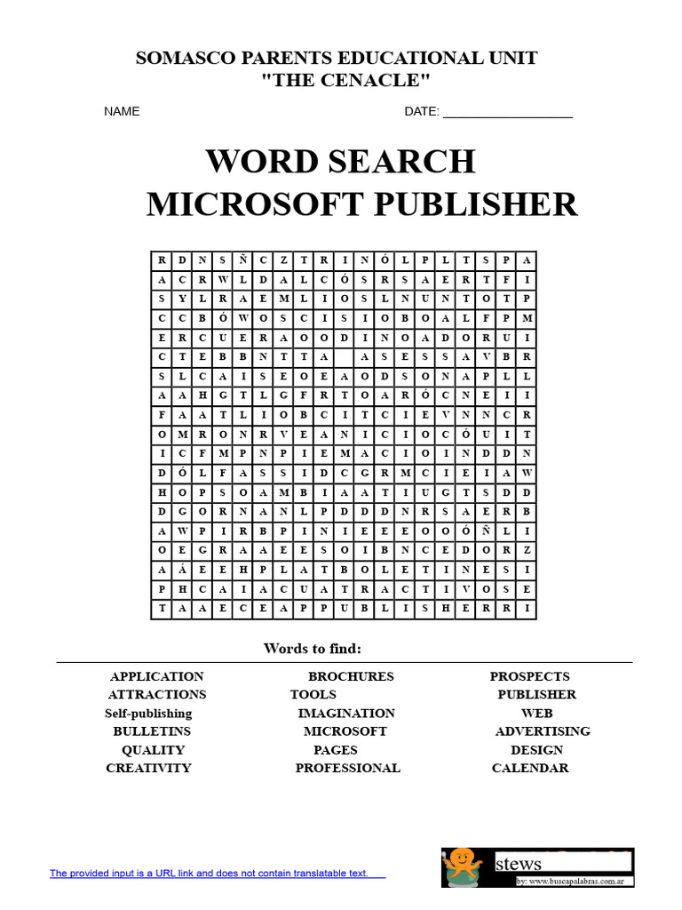 Microsoft Publisher Word Search | PDF