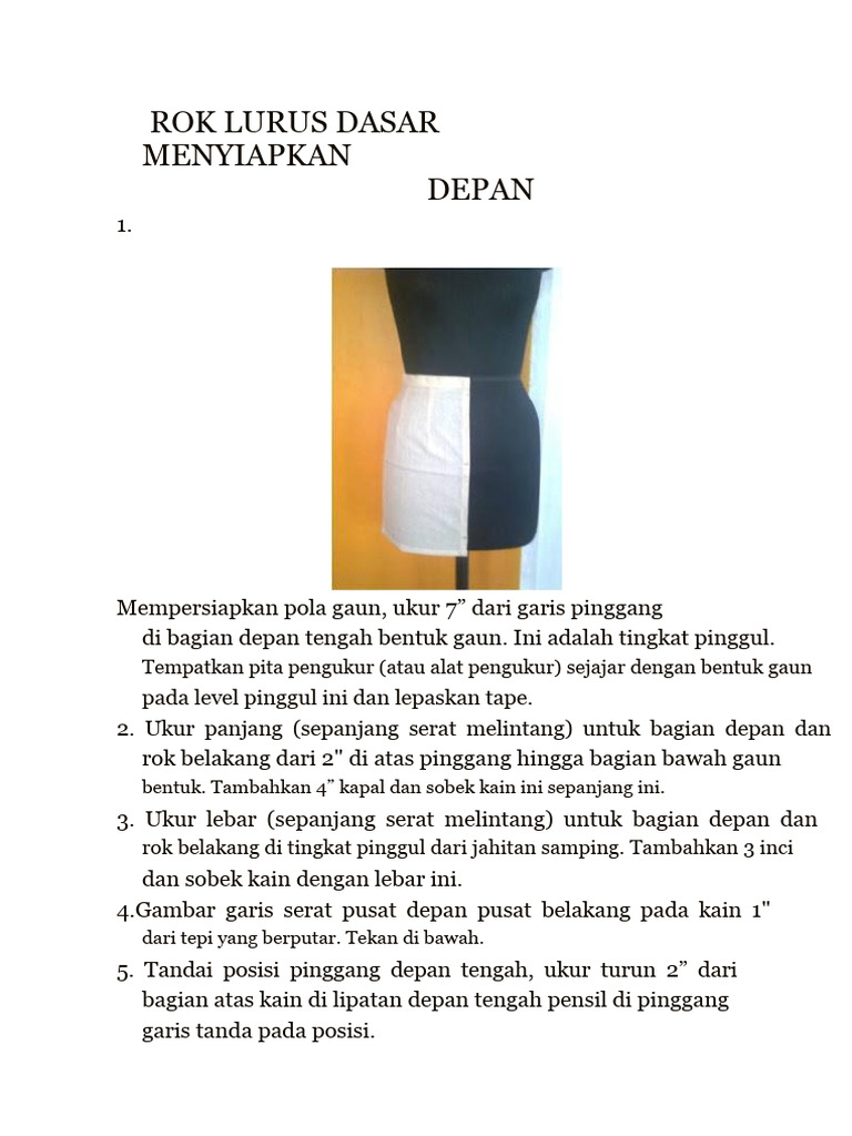 Panduan Membuat Rok Lurus Dasar | PDF