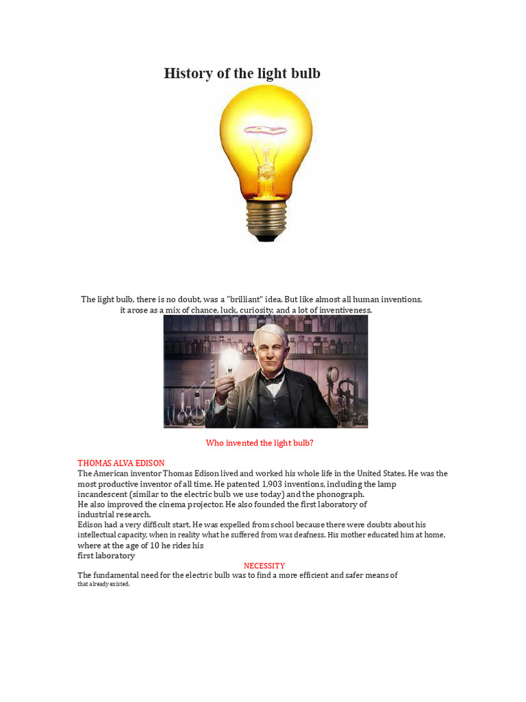 History of the Light Bulb Invention | PDF | Incandescent Light Bulb ...