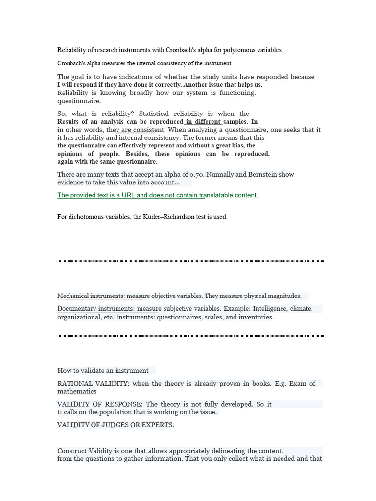 Reliability of Research Instruments With Cronbach's Alpha For Polytomous Variables | PDF ...
