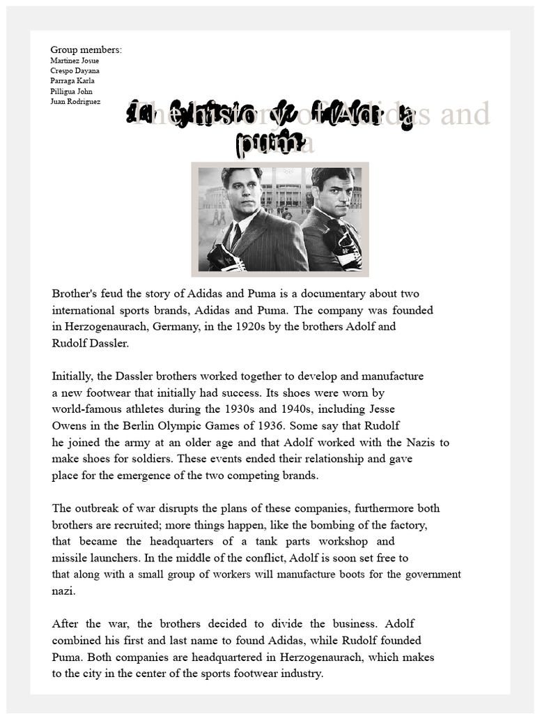 The History of Adidas and Puma | PDF