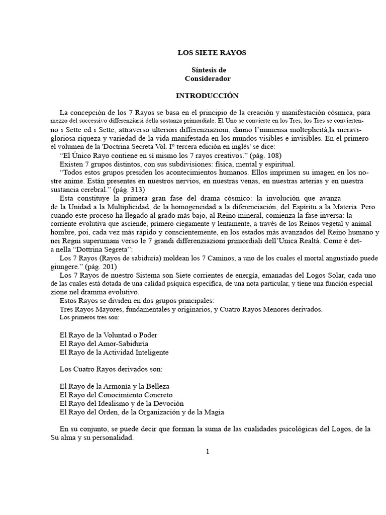 LOS SIETE RAYOS - Síntesis de Roberto Assagioli | PDF | Amor | Mente