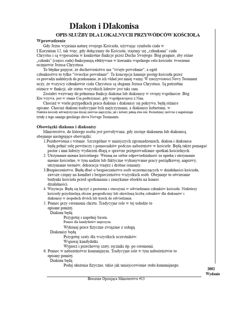 MDB#13 Diakoni I Diakonisy | PDF