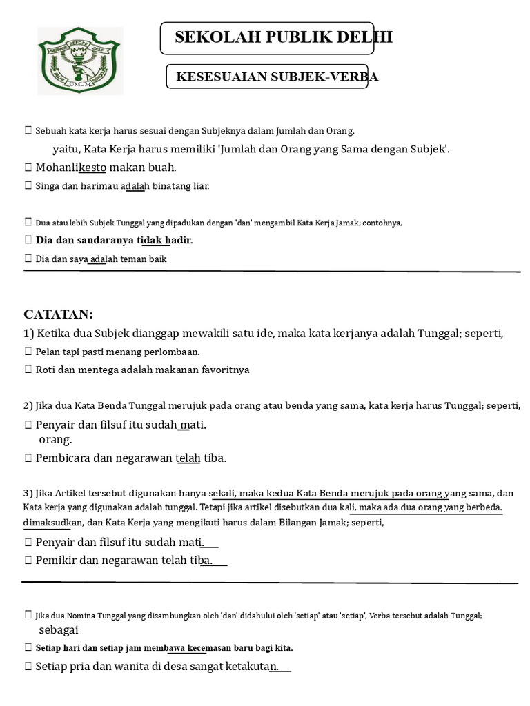 Kesepakatan Subjek-Verba dalam Bahasa Inggris | PDF