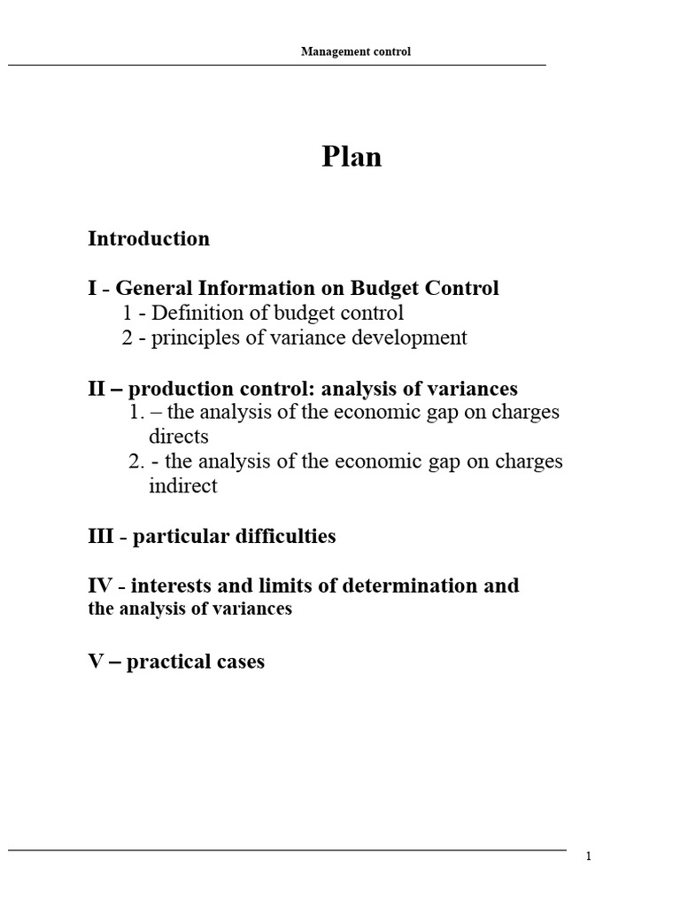 Budget Control - Variance Analysis | PDF | Variance | Forecasting