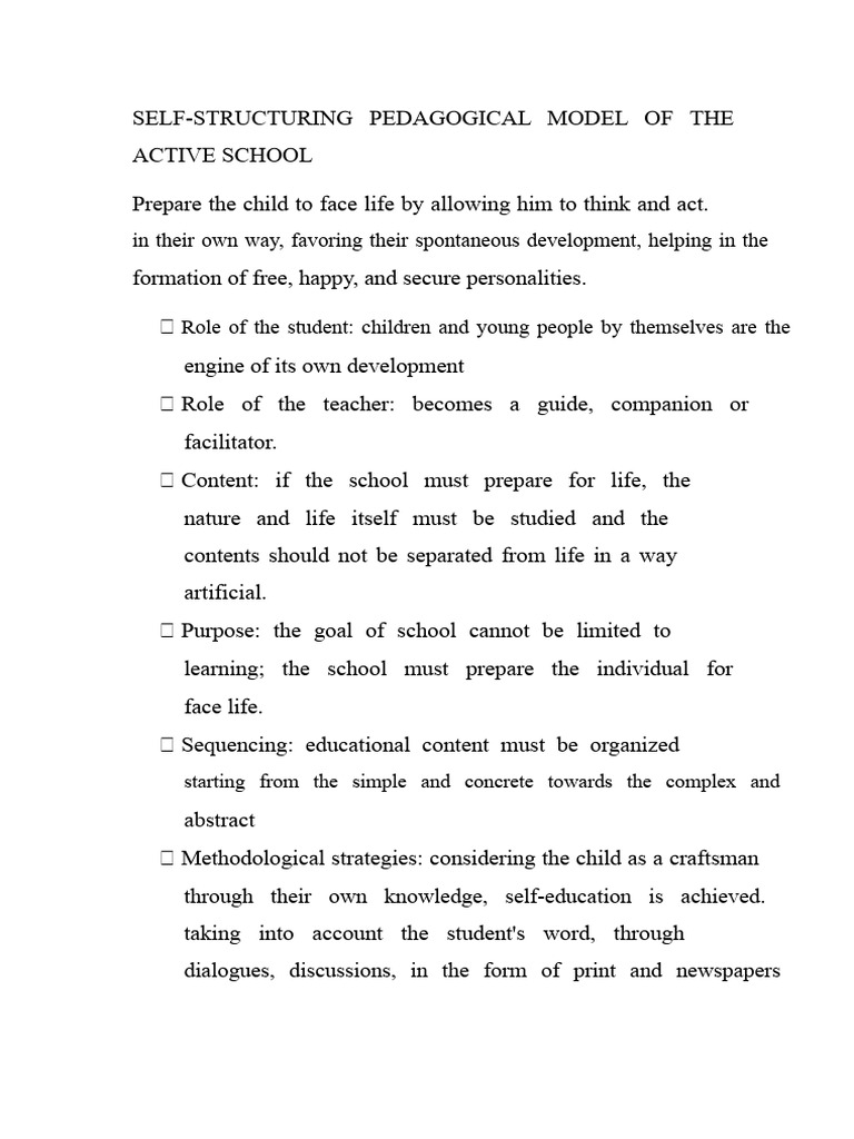 Self-Structuring Pedagogical Model of Active School | PDF