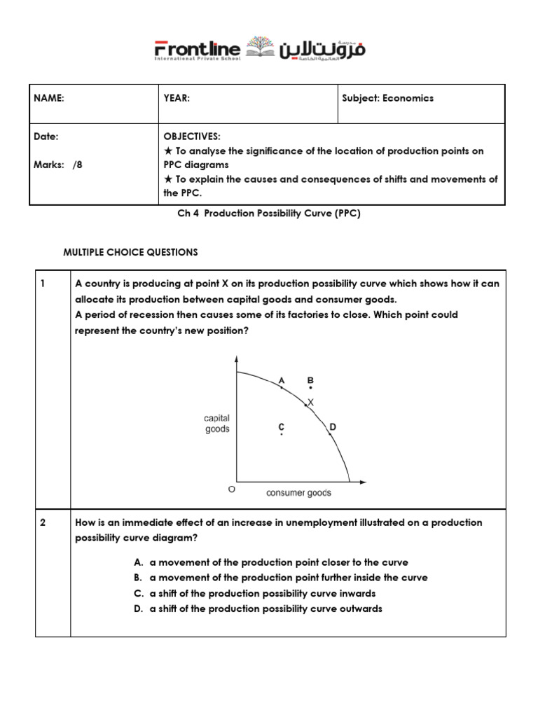 CH 4 Production Possibility Curve - PDF | PDF | Unemployment | Economics