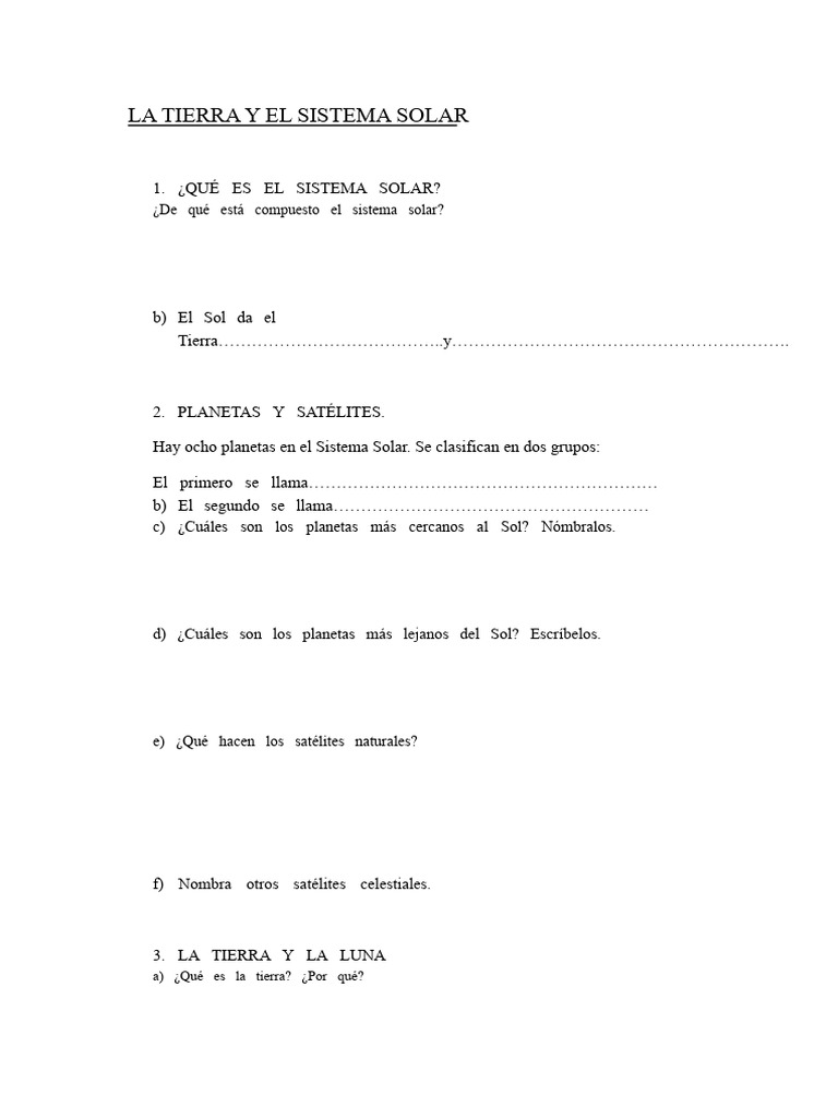 La Tierra y El Sistema Solar 5º Primaria | PDF