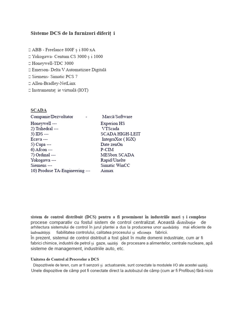 Lista Furnizorilor DCS | PDF