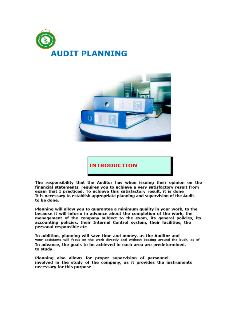 Audit Planning | PDF | Audit | Internal Control