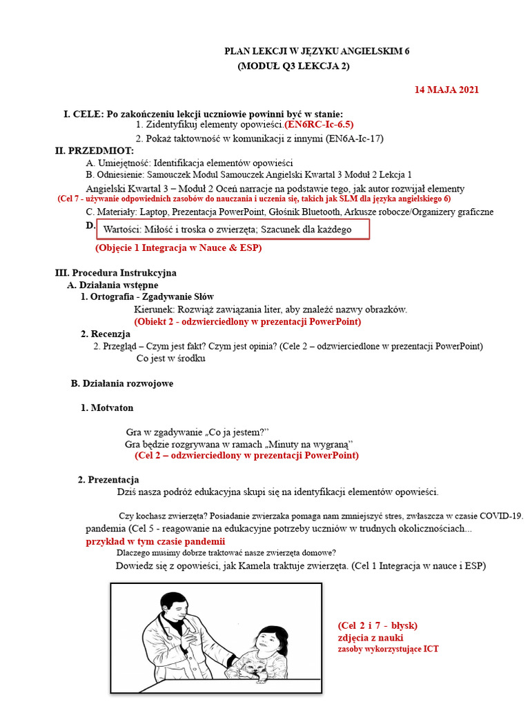 COT Plan Lekcji Elementy Opowieści | PDF
